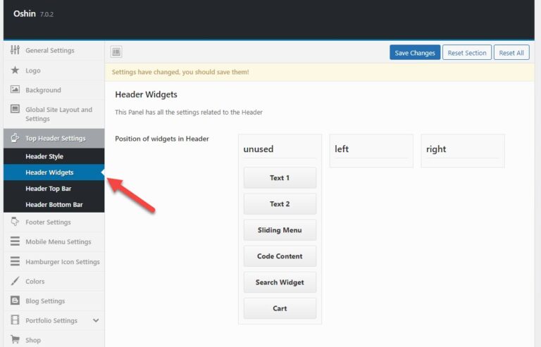 Top Header Settings – Oshine Knowledge Base