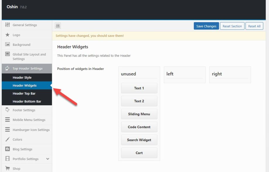 Top Header Settings – Oshine Knowledge Base