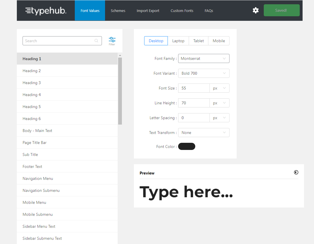Typography Settings – Typehub – Oshine Knowledge Base