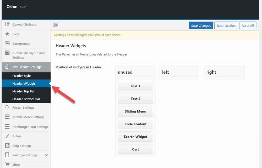 Top Header Settings – Oshine Knowledge Base