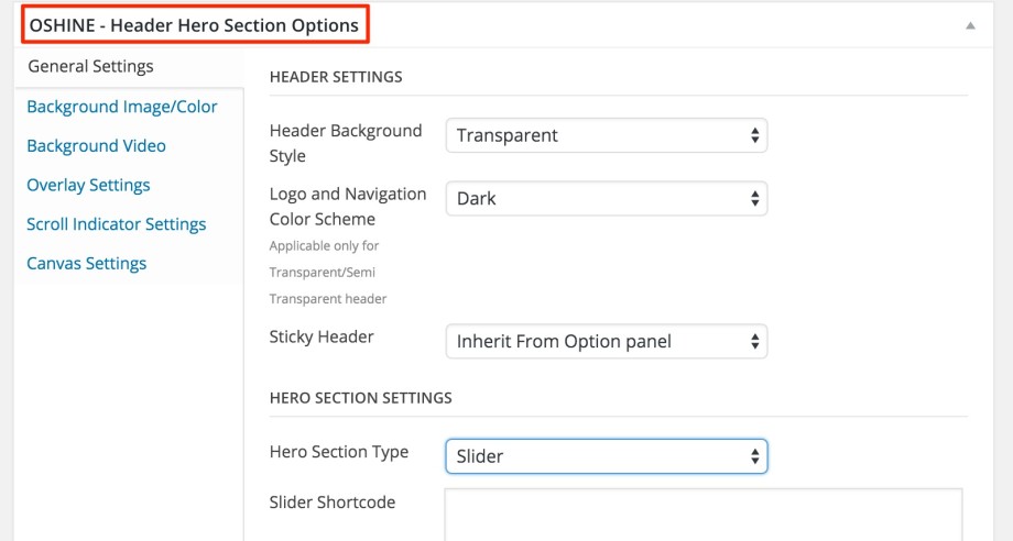 Hero Section Settings – Oshine Knowledge Base