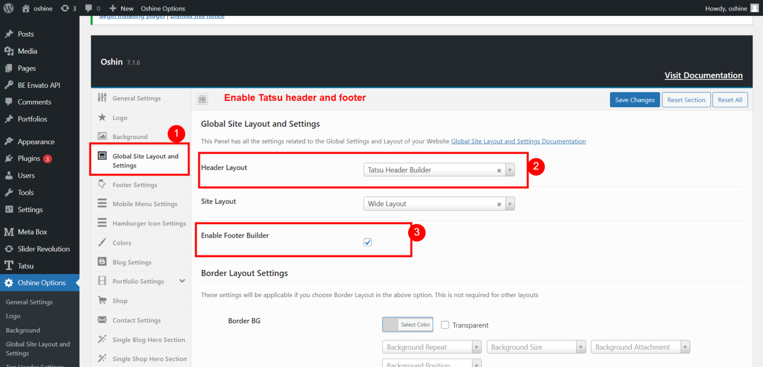 How to enable Tatsu header and footer in Oshine theme – Oshine Knowledge Base